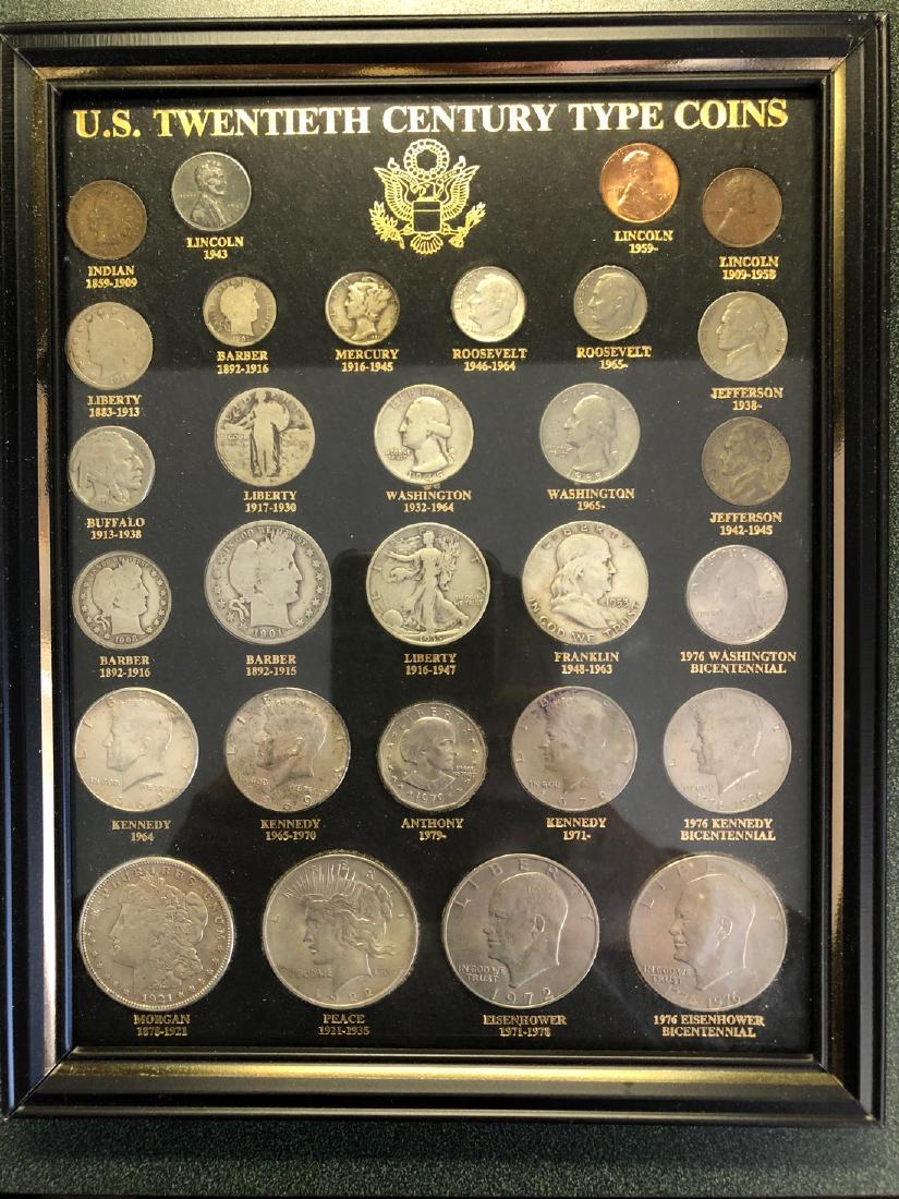 20th Century Type Coins in Frame
