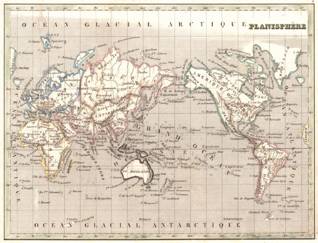 Binet: Antique Map of the Planisphere, 1844