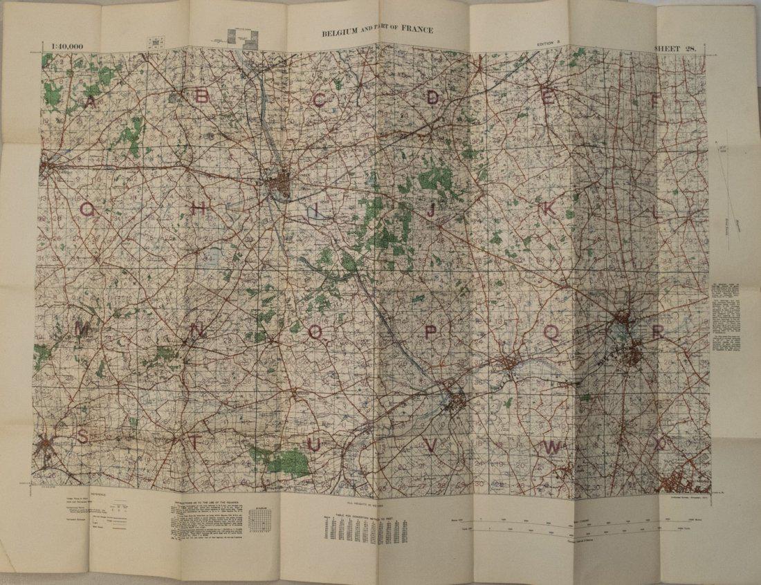 1917 British Military Map of Belgium & France Sheet 28