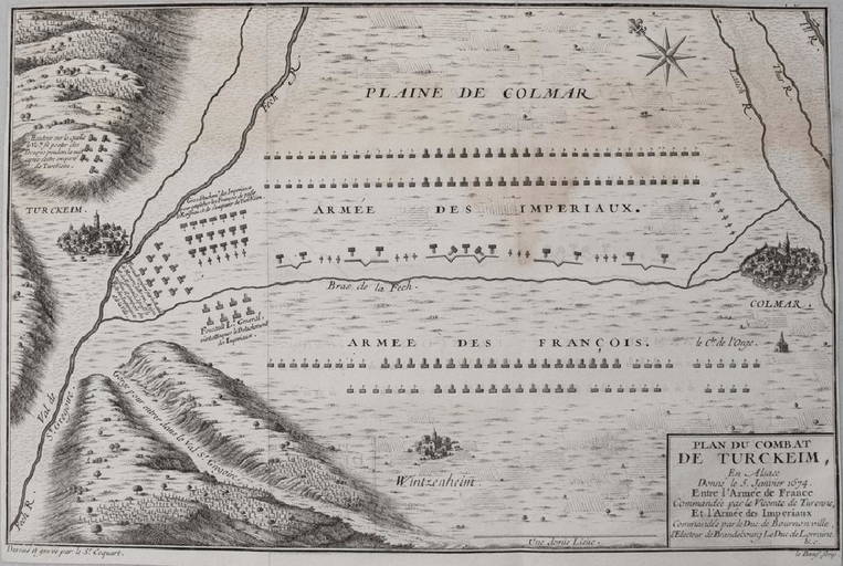 1705 Coquart Map Of The Battle Of Turckheim