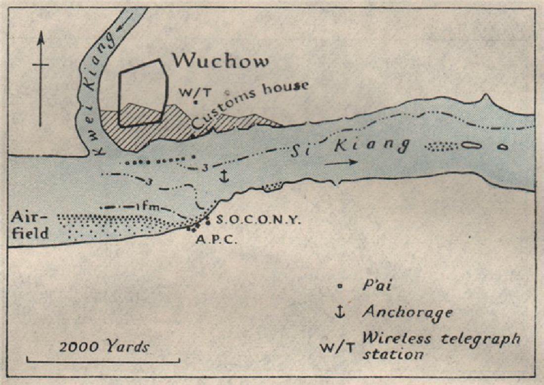 Wuchow/WUZHOU. China. WW2 ROYAL NAVY INTELLIGENCE MAP,