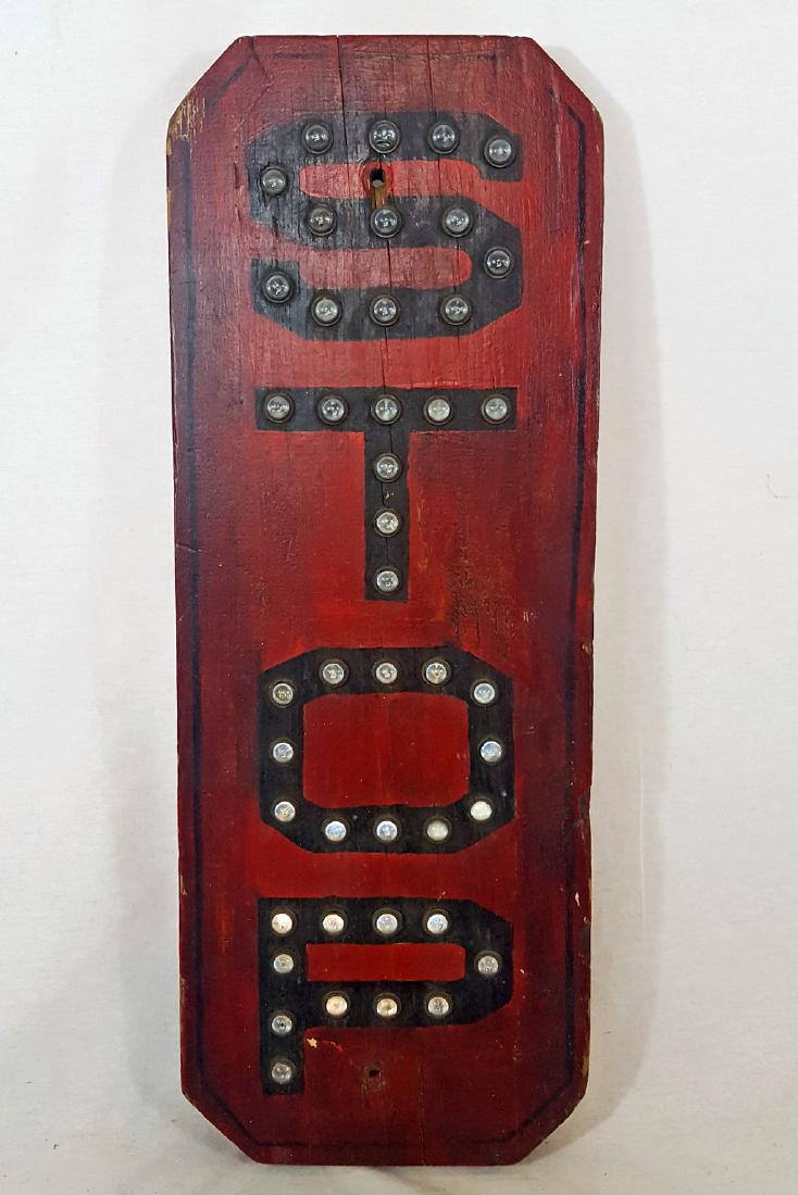 Early Stop Sign With Reflector Glass Elements Ca 1920