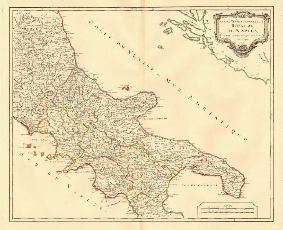 Vaugondy: Antique Map of Southern Italy, 1750