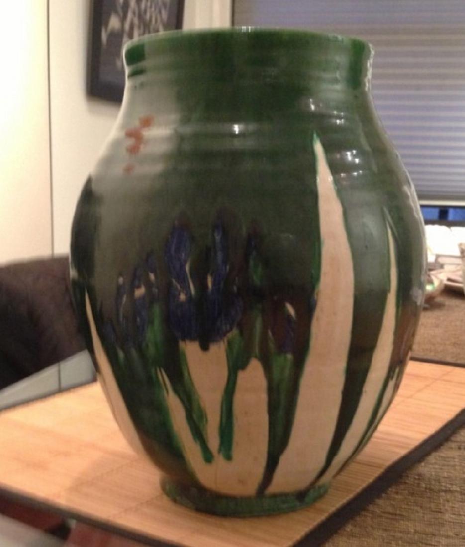 Awaji ware glazed pottery vase