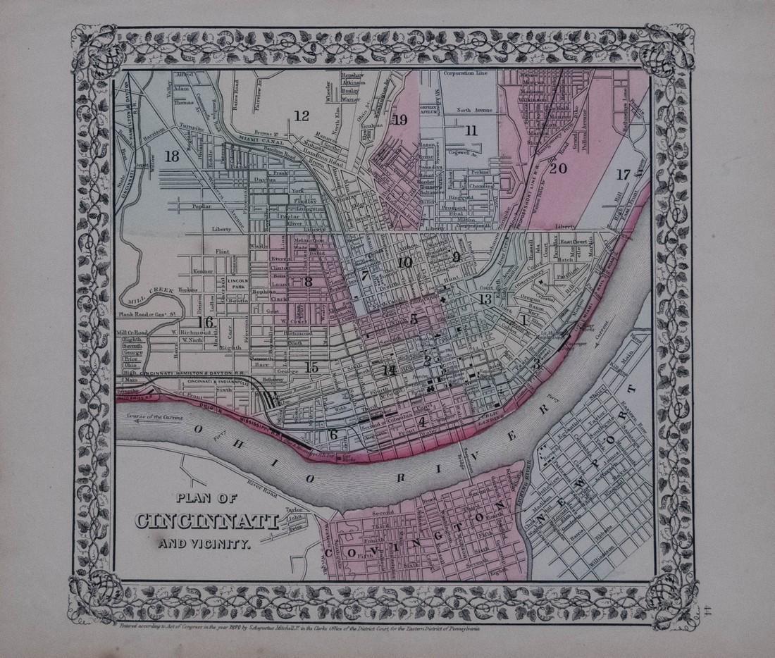 1870 Mitchell Map of Cincinnati -- Plan of Cincinnati