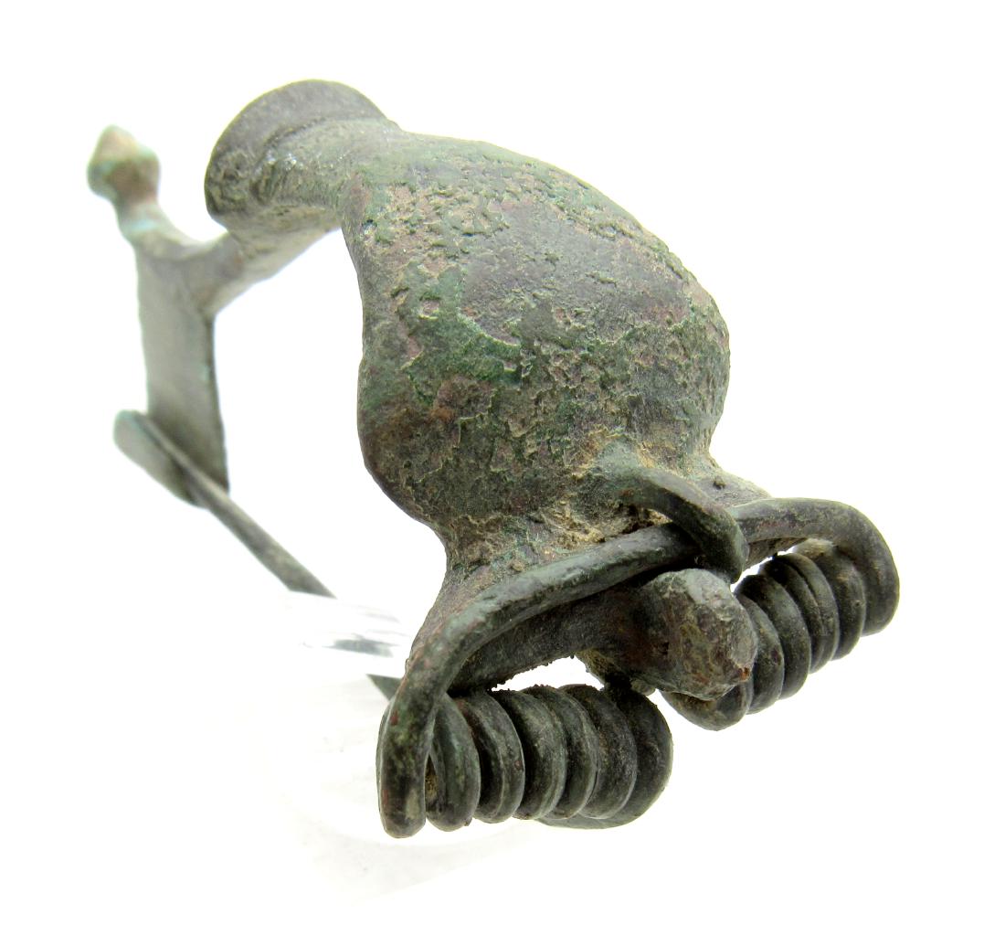 Ancient Roman Bronze Trumpet Brooch