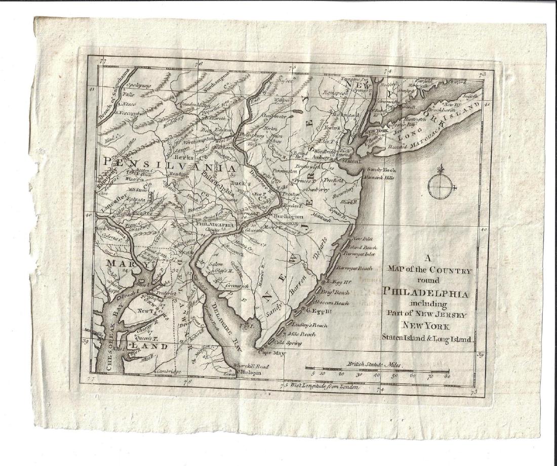 1776 Map Of Country Round Philadelphia New Jersey