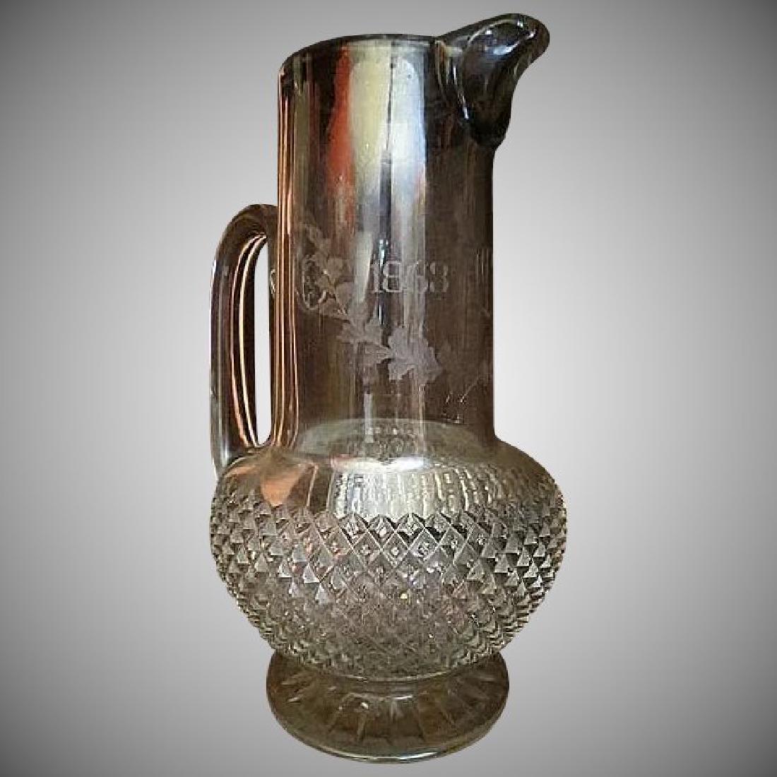 Antique Cut Glass Civil War Pitcher 1863-1878