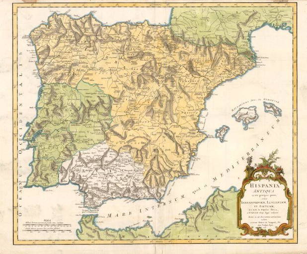 Vaugondy/sanson: Antique Map Of Ancient Iberia, 1750