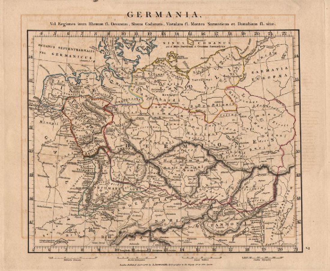 Arrowsmith: Antique Map Of Ancient Germnay, 1828