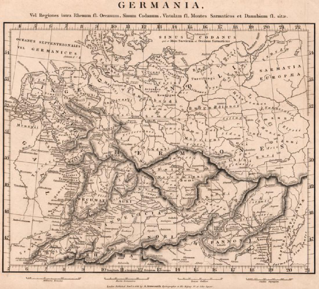 Arrowsmith: Antique Map of Ancient Germany, 1828
