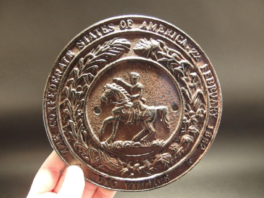 Civil War Confederate Csa Great Seal Cast Iron Plaque