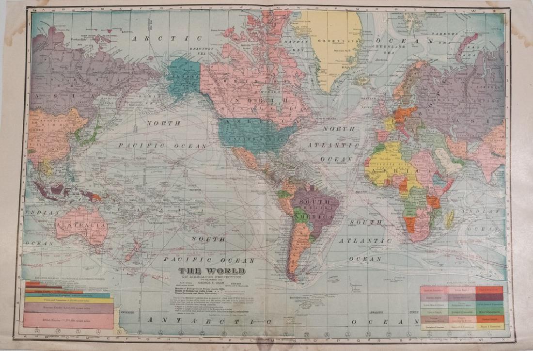 1914 Cram World Map -- The World on Mercator Projection