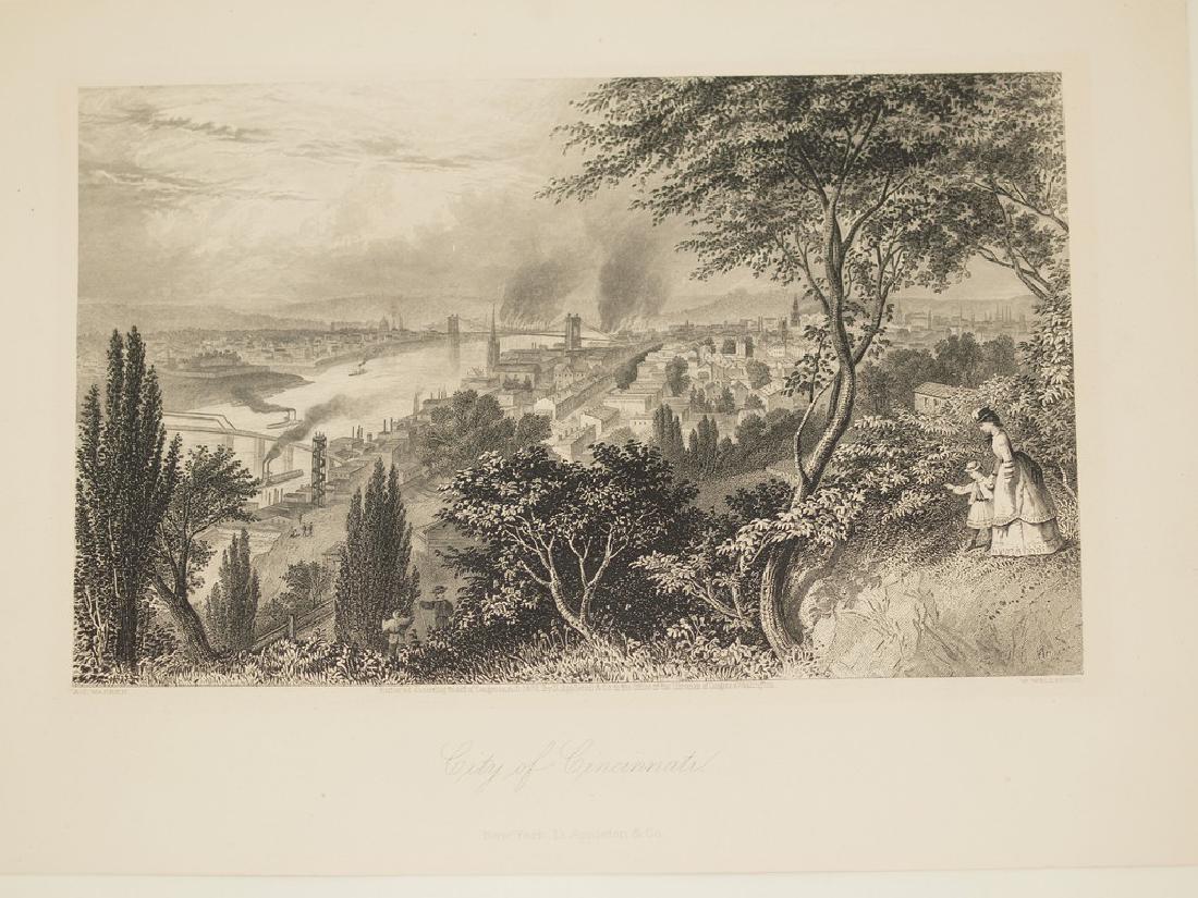 View of Cincinnati 1870 circa Steel etching Wellstood