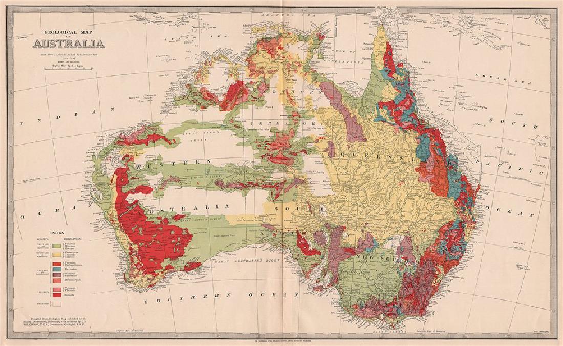 Large 'GEOLOGICAL MAP OF AUSTRALIA' by WILKINSON for