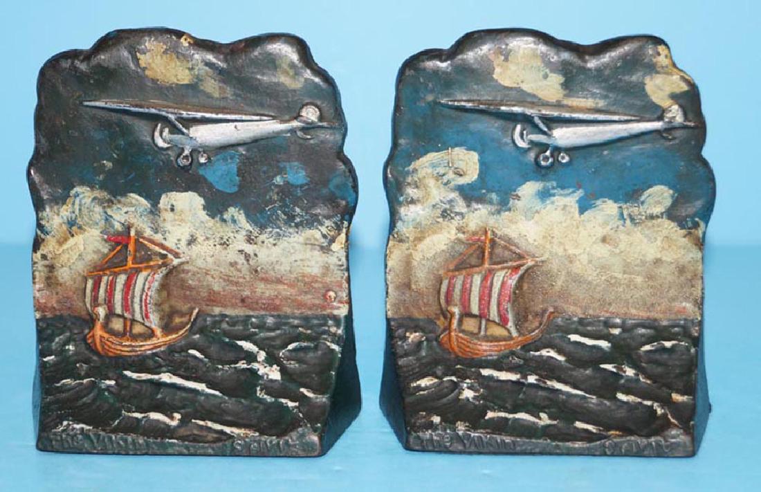 Antique Spirit of St. Louis Cast Iron Bookends