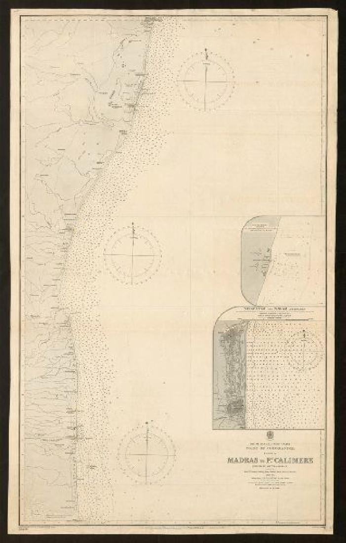 Coromandel coast nautical sea chart map. Madras