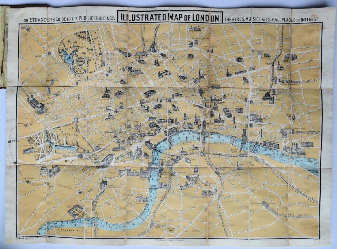 1877 Map London or Strangers Guide to Public Buildings