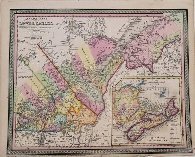 1850 Thomas, Cowperthwait Map Of Lower Canada Canada
