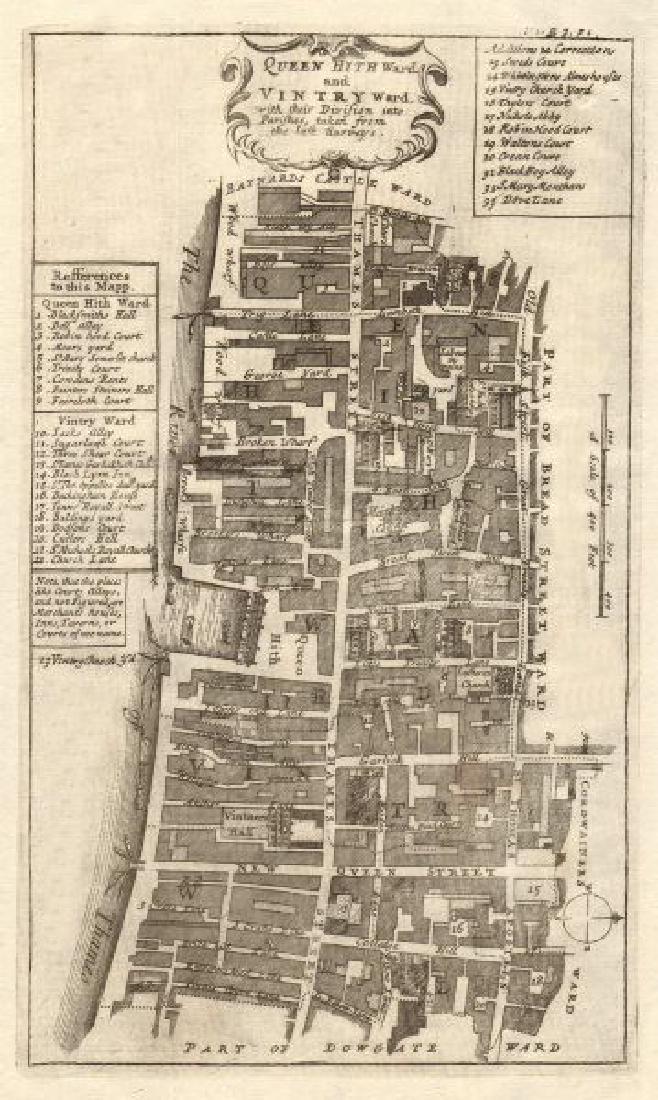Stow/Strype: Antique Map of Queenhithe & Vintry Wards