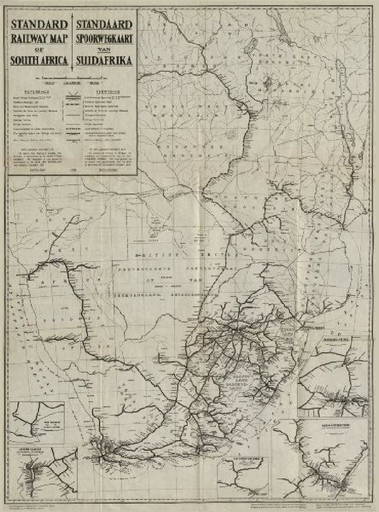 South Africa Standard Railway Map. Suid Afrika