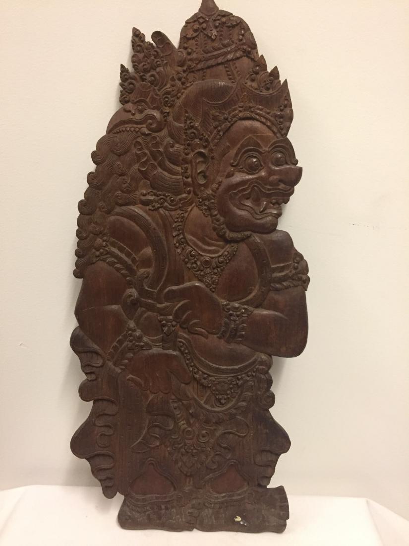 Carved Hardwood Plaque of Indonesian God Batara Kala,