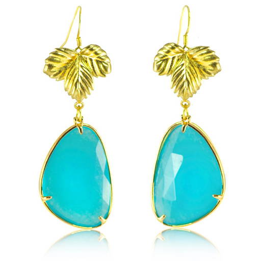 Azure Blue Jade Leaf Earrings