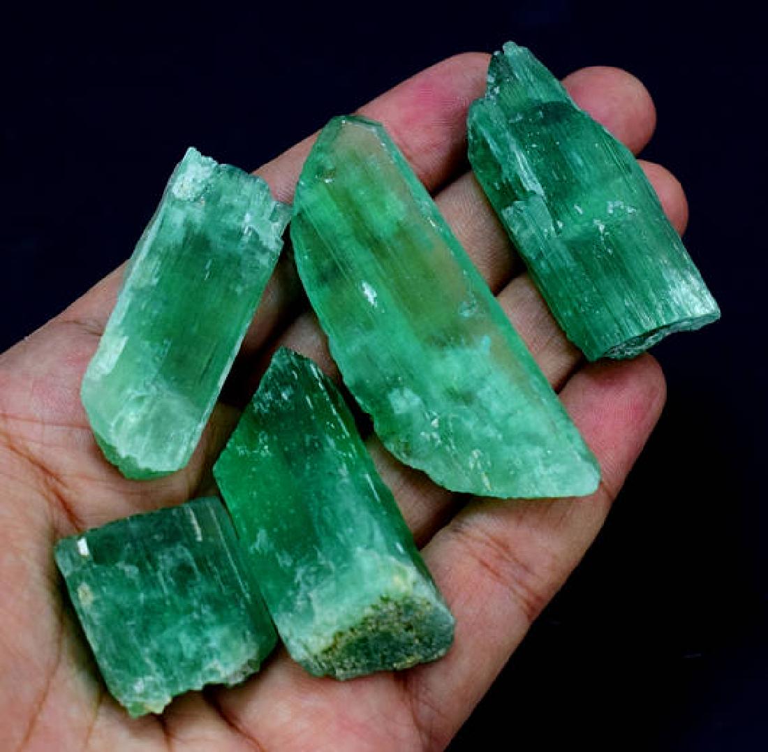 4 Pieces Lot of Green Color Kunzite Hiddenite Spodumene