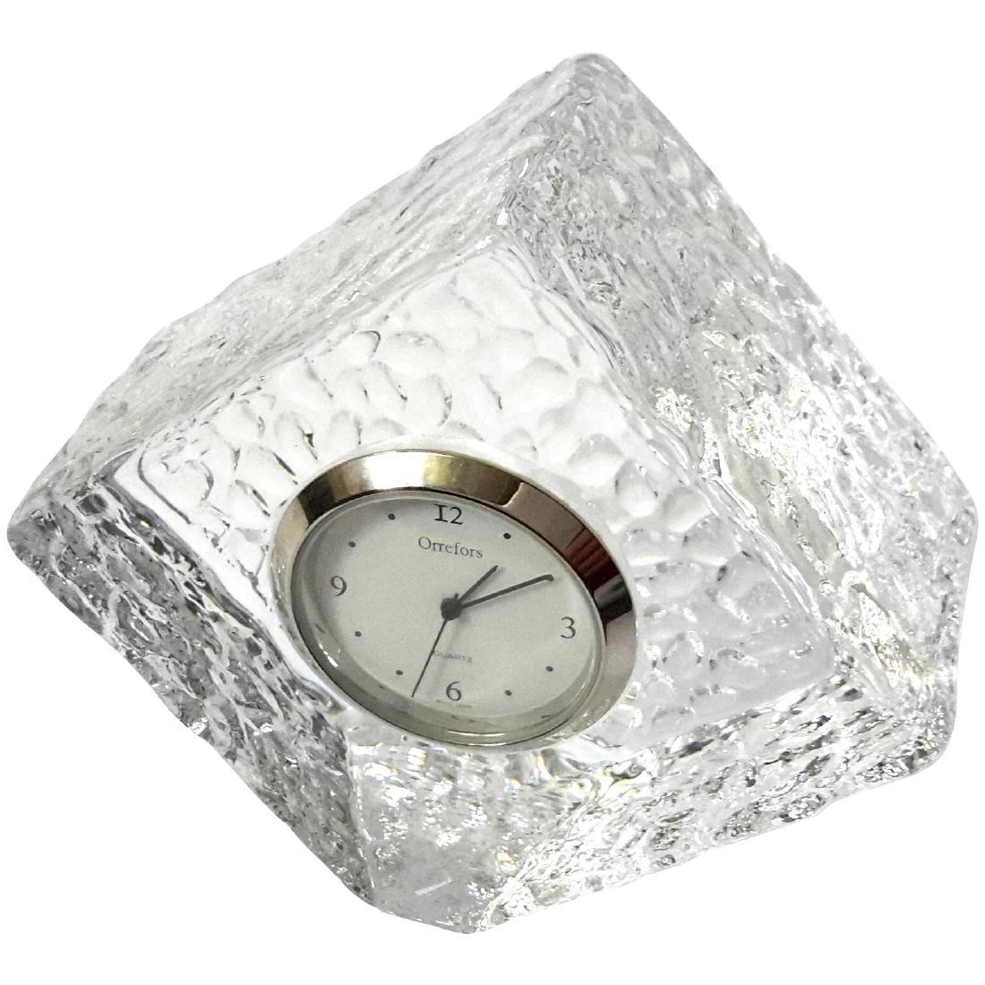 Orrefors Ice Block Crystal Clock