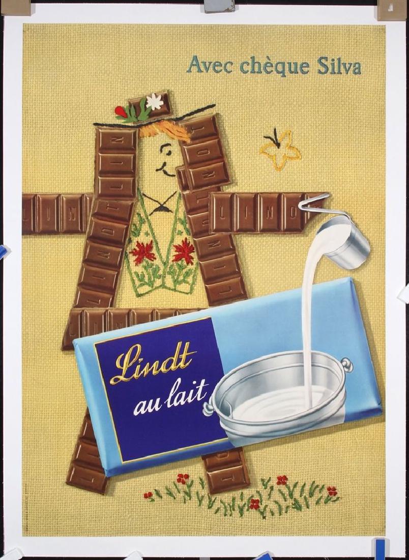 Vintage 1957 Swiss Chocolate Lindt Advertising Poster