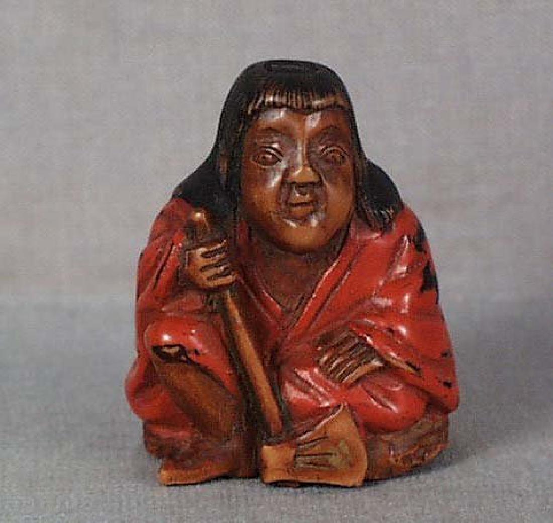 19c Negoro netsuke KINTARO with axe