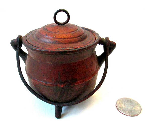 Rare Miniature Painted Cauldron