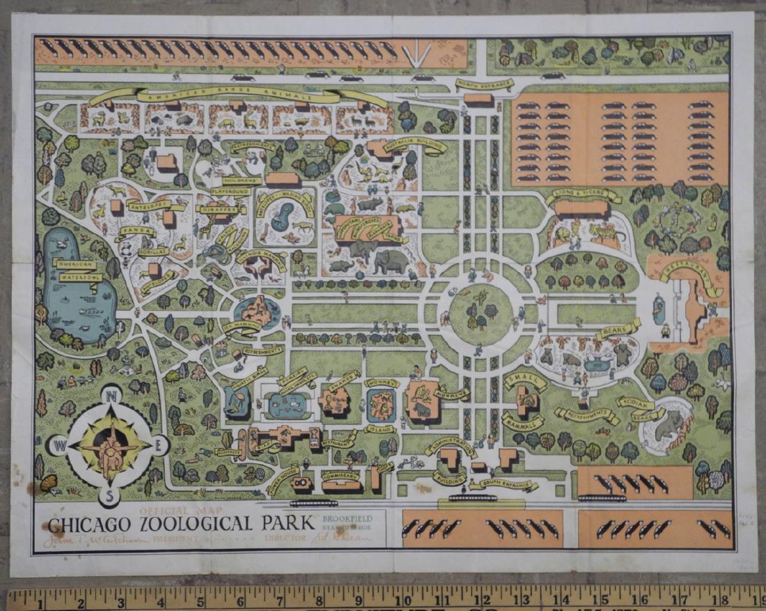Official map Chicago Zoological Park Brookfield near