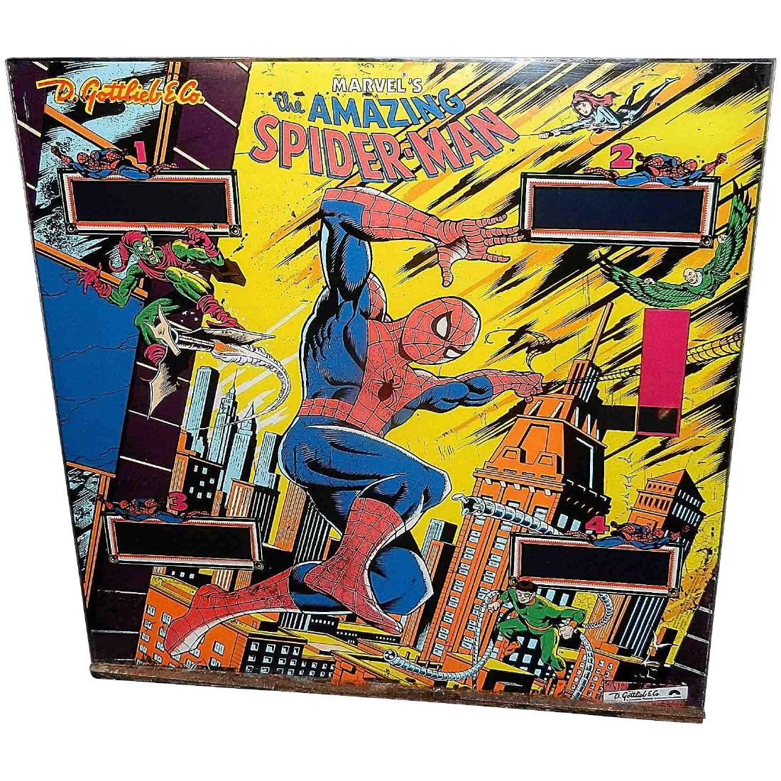 Vintage Amazing Spider-Man Pinball Machine Backglass