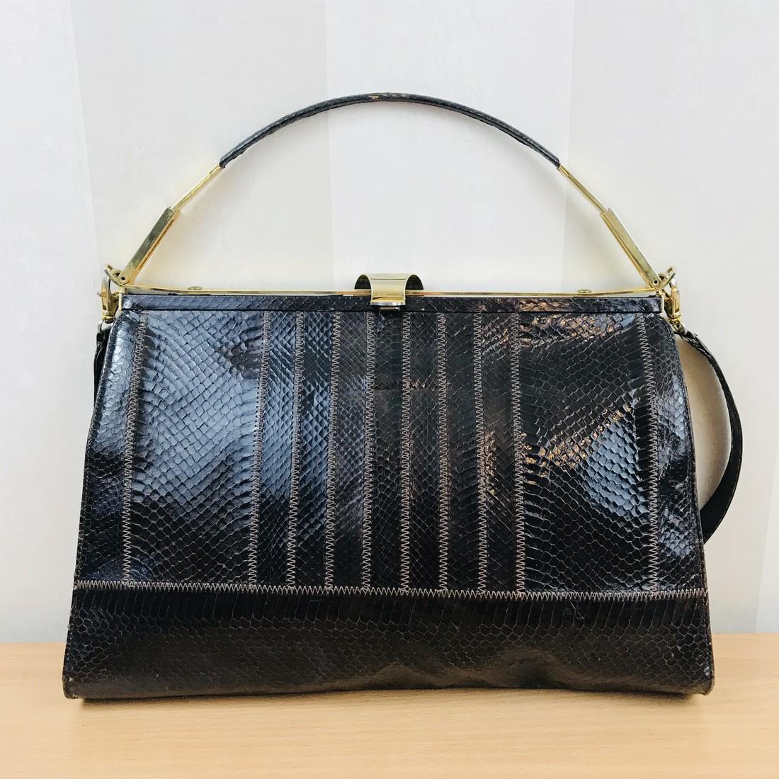Vintage Handmade Genuine Snake Skin Leather Handbag