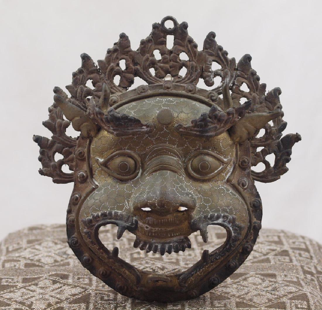 Ancient Tibet Bronze Mask Mahakala 19th century