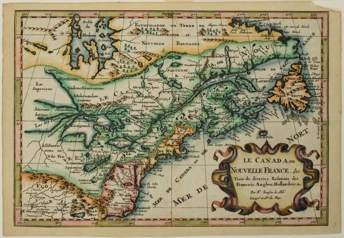 1683 Sanson Map of the Great Lakes and the Upper East