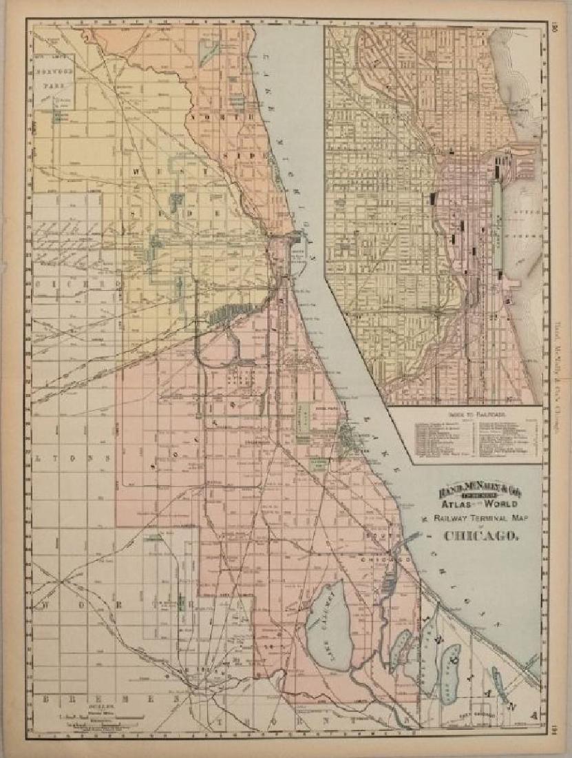1892 Rand McNally Map of Chicago -- Railway Terminal