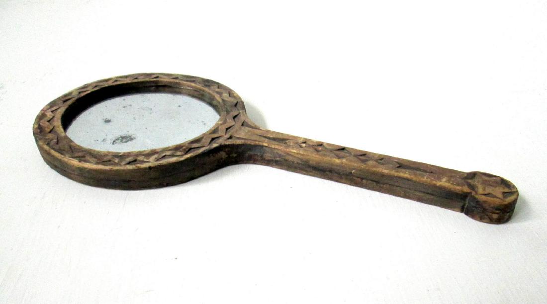 Early Carved Hand Mirror