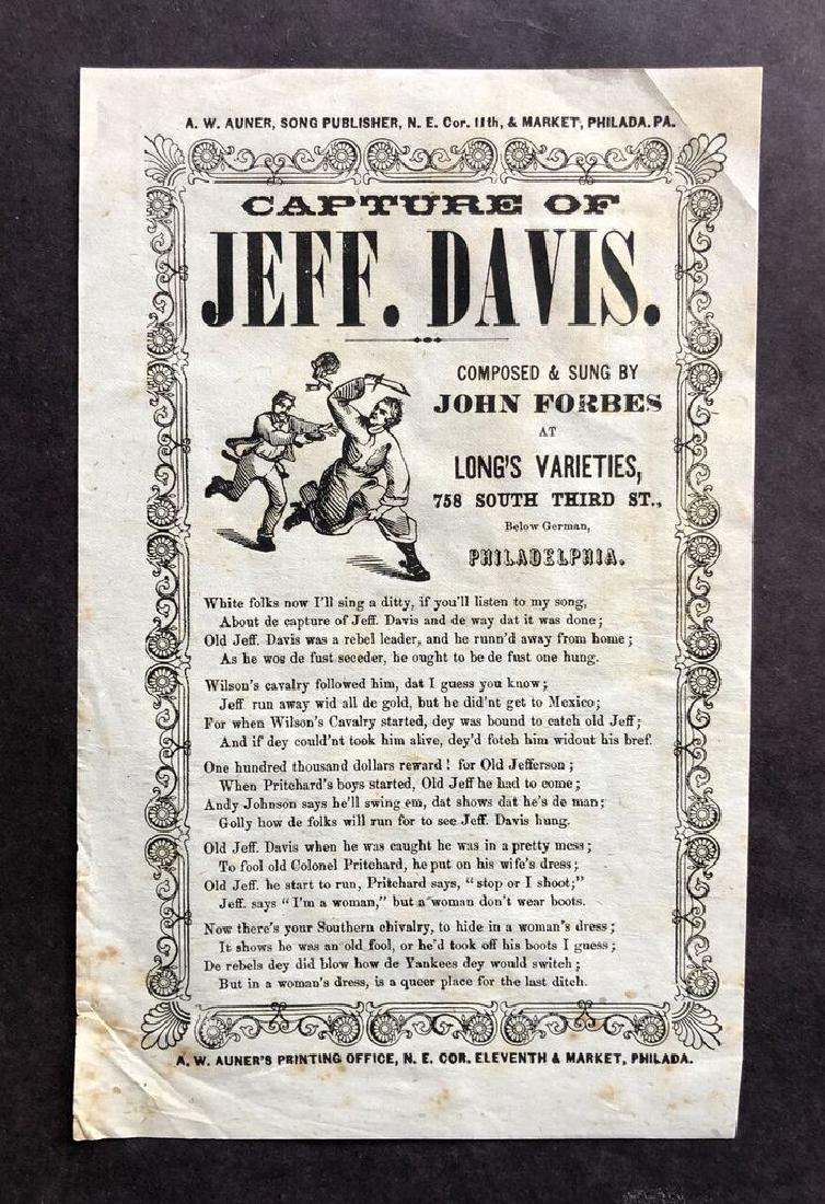 Capture Of Confederate Jefferson Davis Song Sheet
