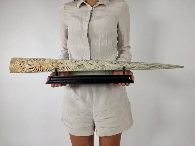 Large, Finely Detailed, Carved Swordfish Rostrum, With