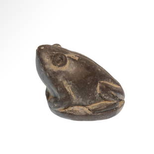 Egyptian Steatite Leaping Frog Amulet, C. 600 B.c.
