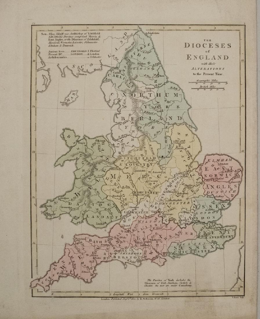 1801 Wilkinson Map of the Dioceses of England and Wales