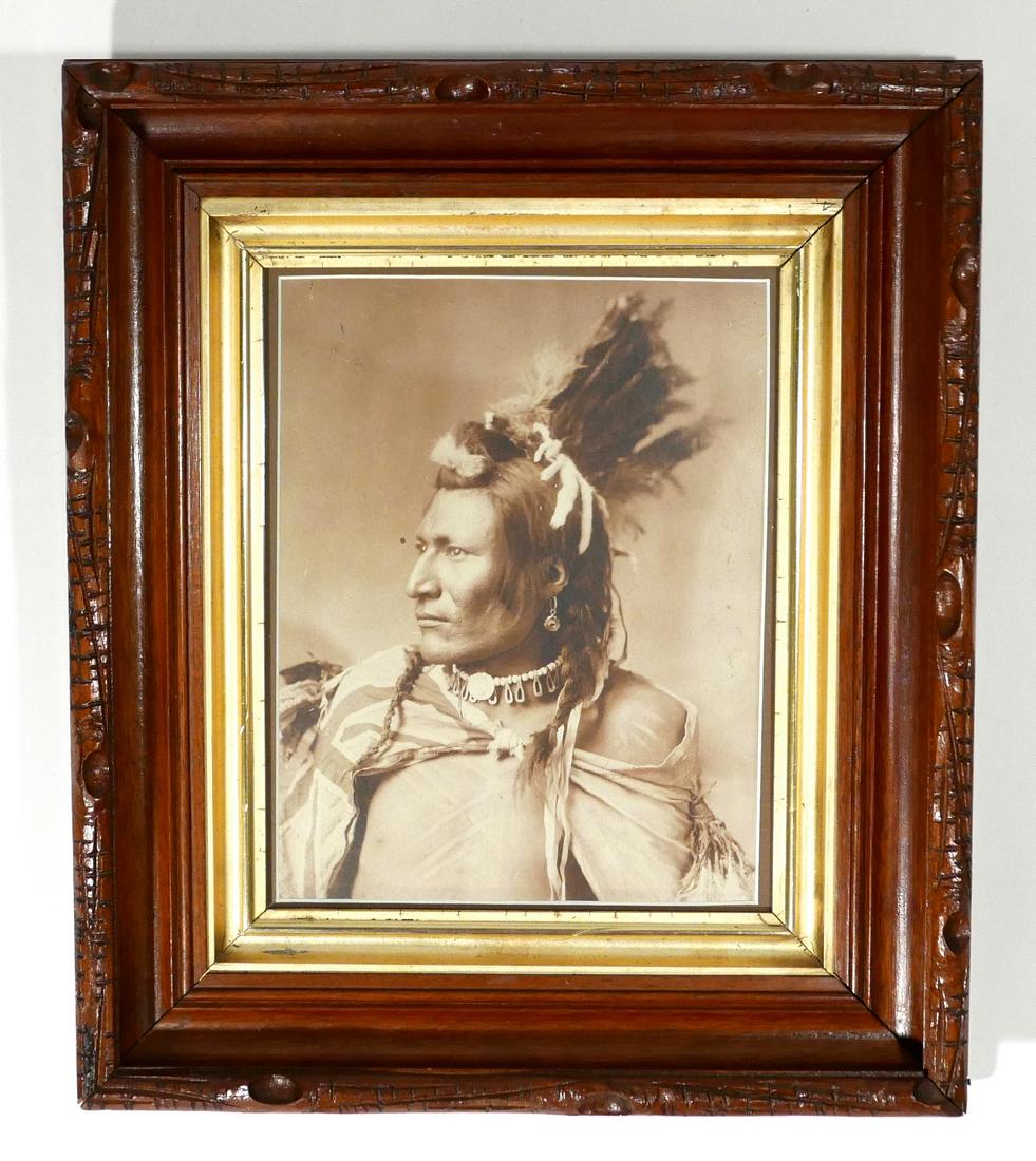 Large Framed Vintage Photograph of Indian Chief