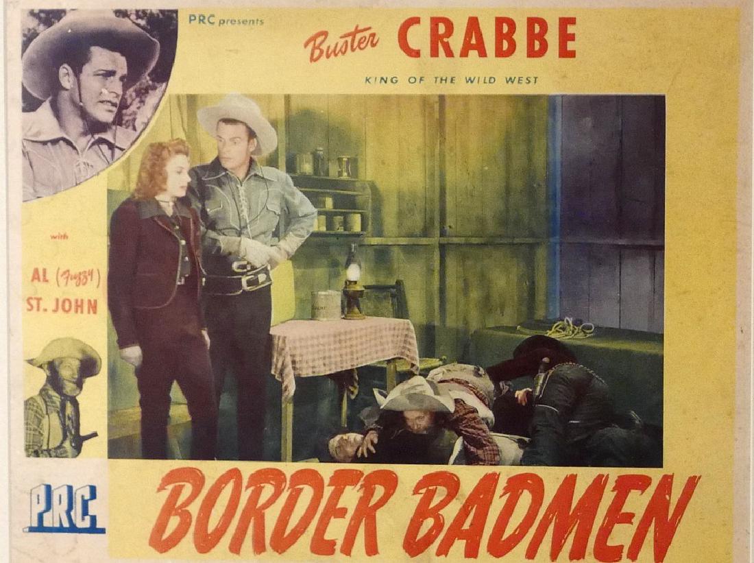 Framed Buster Crabbe Western Lobby Card, Border Badmen