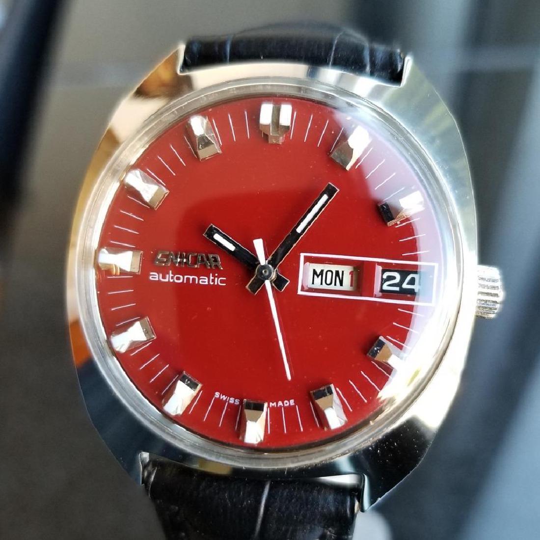 Enicar Vintage Automatic 1968 34.5mm Red Mens Stainless