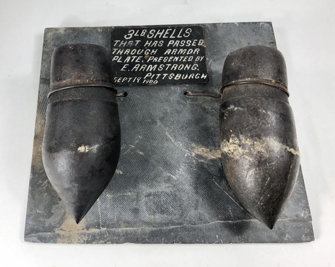 PAIR OF 19TH CENTURY ARMOR-PIERCING SHELLS -EX. NIAGARA