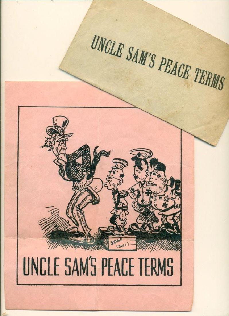 WWII POLITICAL SATIRE CARTOON AXIS LEADERS KISS BUTT of