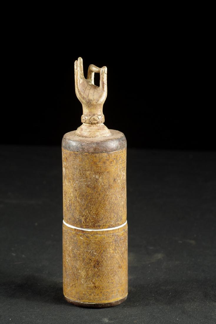 Lime Powder Container With Carved Hand