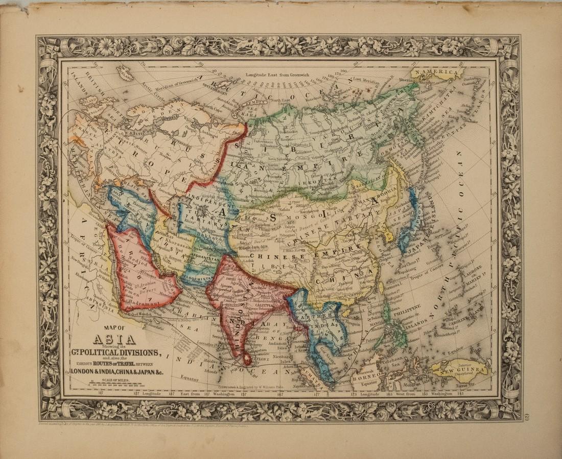 1860 Mitchell Map od Asia -- Map of Asia Showing its